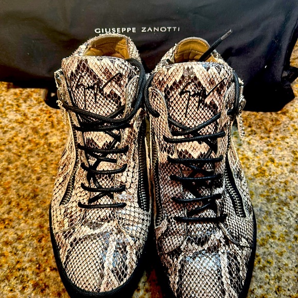 Giuseppe Zanotti | Shoes | Giuseppe Zanotti Black Off White Python Kriss Sneakers | Poshmark